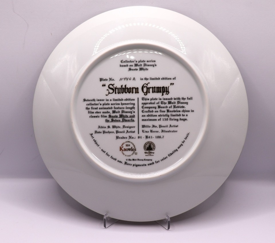 Collector plate Snow White and 7 Dwarves "Stubborn Grumpy" 8.5" | eBay