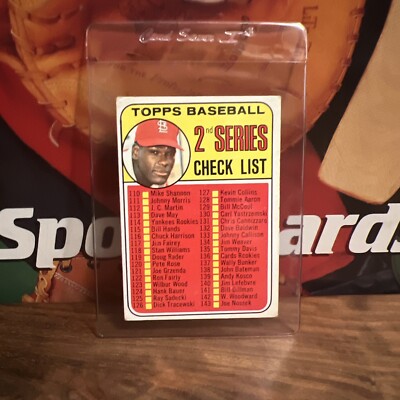 1969 Topps Checklist 2nd Series BOB GIBSON UNMARKED Baseball Card #107 ...