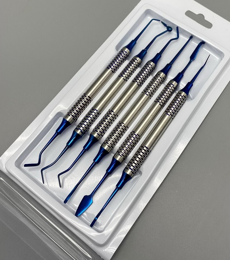 6Pcs Dental Composite Filling Instrument Gold Titanium Coated ...