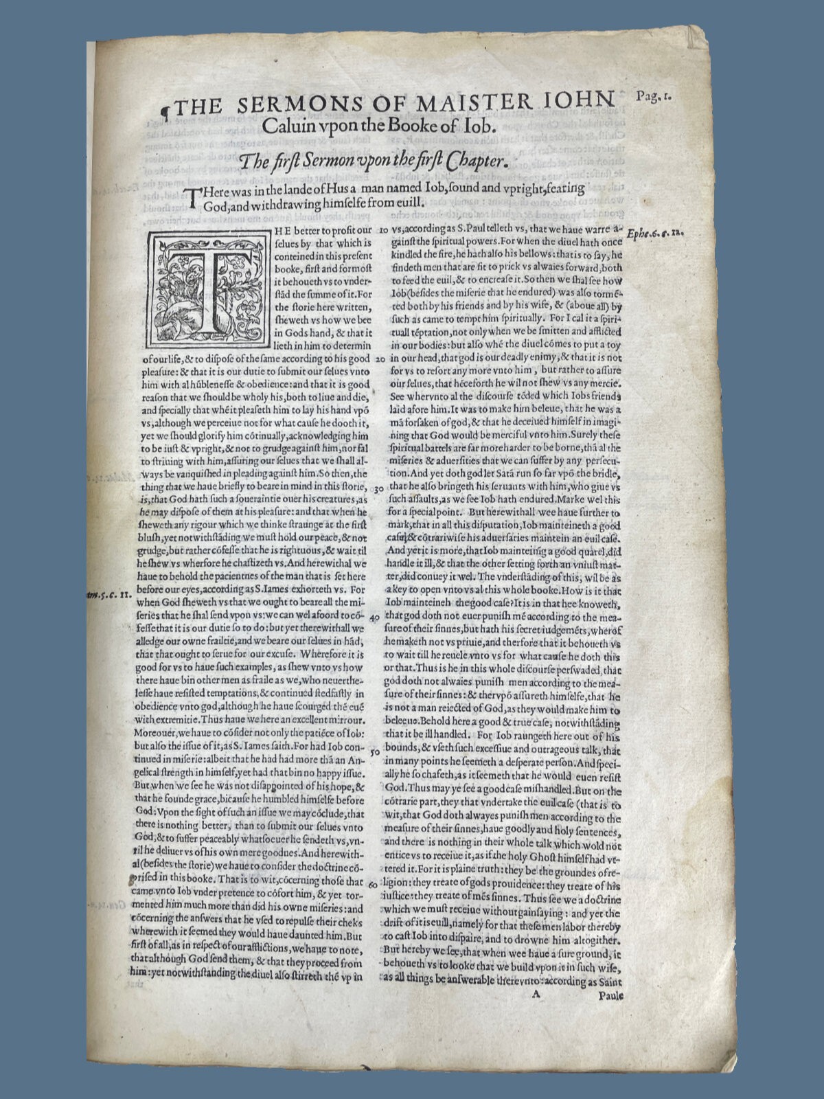 1580 Folio John Calvin Sermons on Job - Reformed Theology Bible - Third ...