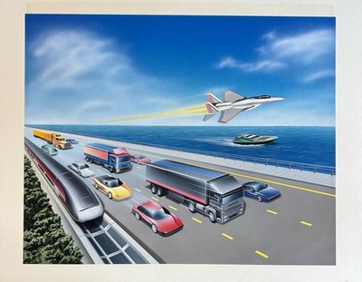 Vintage Retro Futuristic Transportation Art. 16 X 20 On Illustration ...