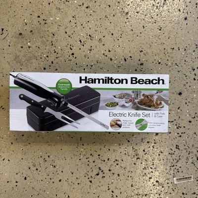 Hamilton Beach Electric Knife Carving Set With Fork And Black Case ...