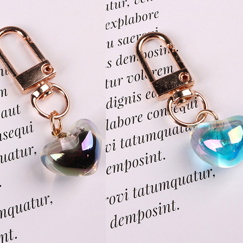 Shiny Acrylic Heart Keychain Bag Accessories Keyring Love Pendant Key ...