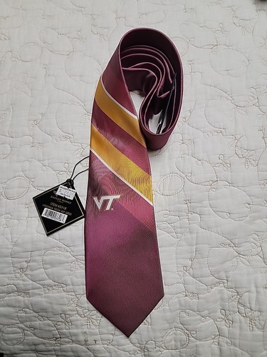 Virginia Tech Hokies Mens Necktie College University Logo Plaid Red ...