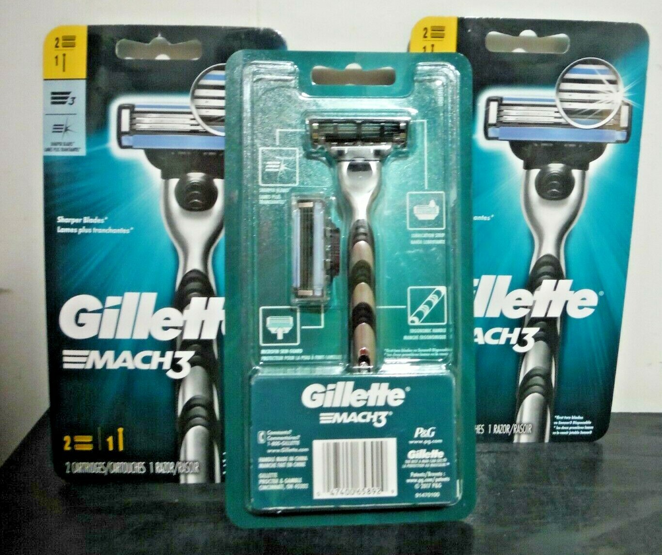 3Pk Gillette MACH 3 Men’s Razor Handle & 2 Blade Refill Cartridges Slv ...