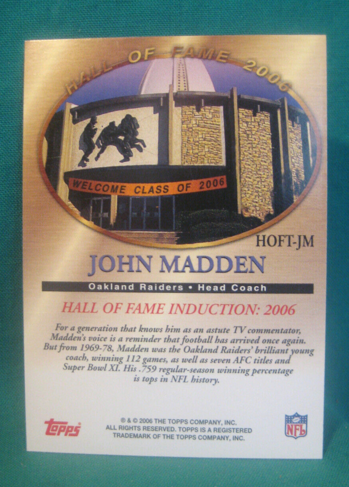 2006 Topps #HOFT-JM-John Madden-Hall of Fame Induction 2006-#3589 | eBay