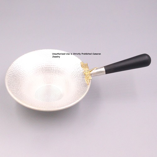 Solid S999 Fine Silver Tea Infuser Carved Dragonfly Mesh Tea Strainer 4 ...