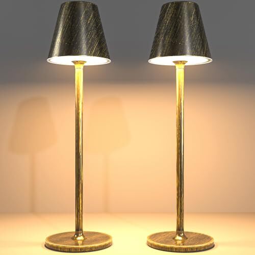 2 Pack LED CordlessTable Lamp,4000mAh Rechargeable Battery Vintage ...