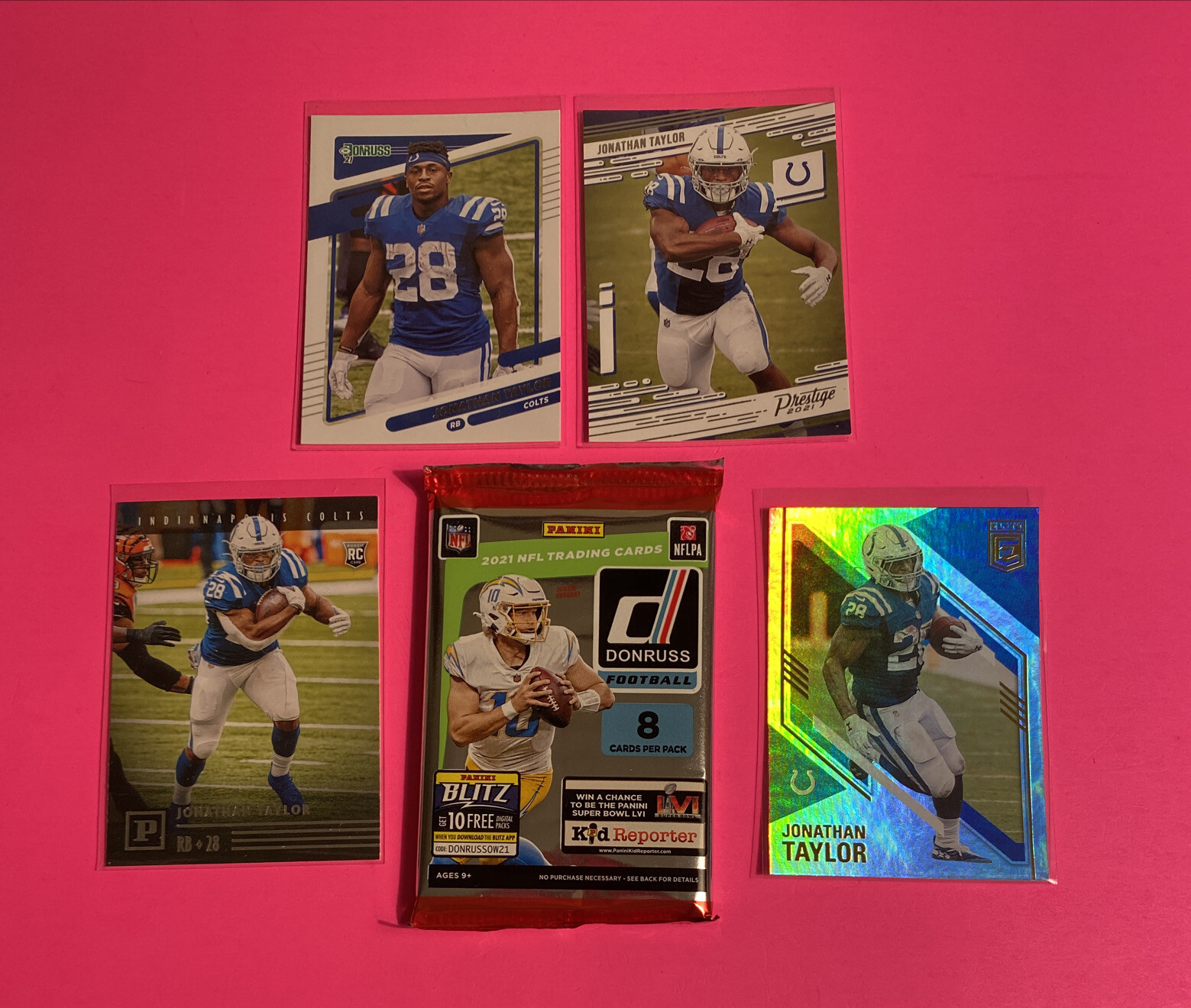 Jonathan Taylor Rookie Card Plus Lot + Sealed Donruss Holiday Pack Colts