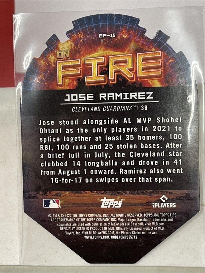 2022 Topps Fire Jose Ramirez #EF-15 On Fire En Fuego Gold Minted Card ...