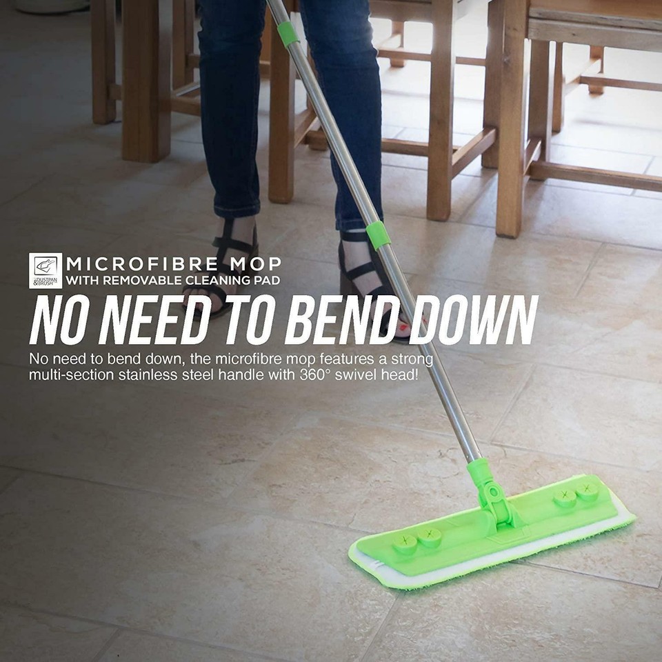 Laminate Floor Mop with Washable Microfibre Cleaning Pad Tile Wood ...