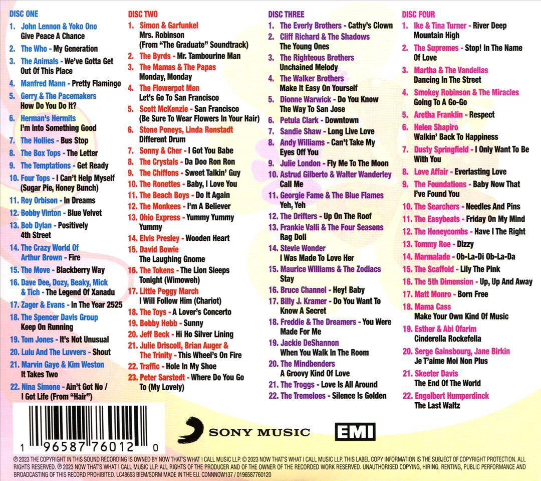 NOW THAT'S WHAT I CALL 60S POP (4 CD) / VARIOUS 196587760120| eBay