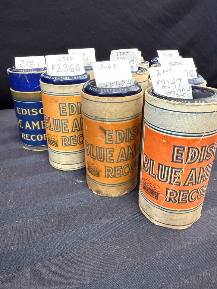 Lot of 10 Antique Edison Amberol Blue Phonograph Cylinder Records | eBay