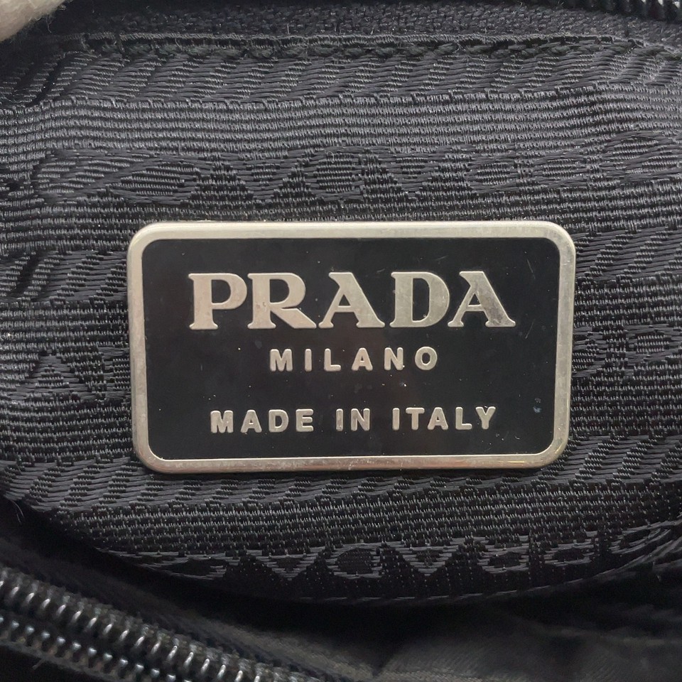Auth PRADA Triangle Logo Tessuto Nylon Black Tote/Shoulder Bag SET2 W/C ...