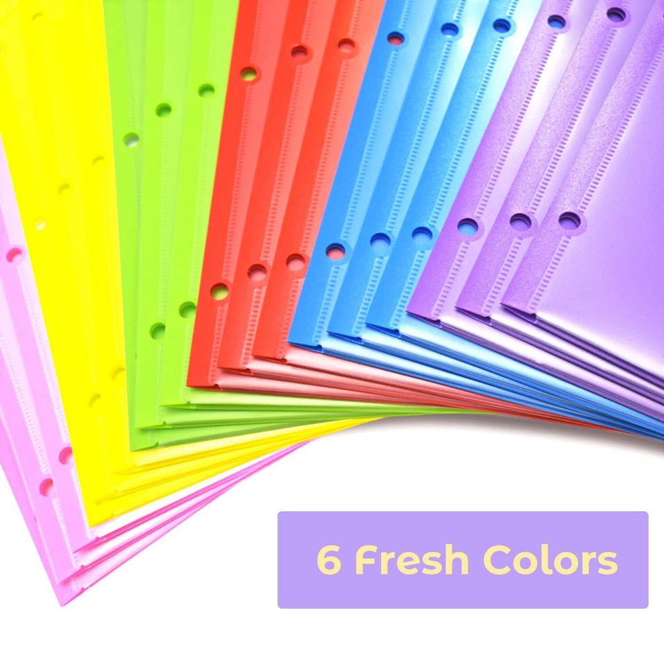 Heavy Duty Plastic Folders With Clear Front Pocket - 6PCS 3 Pockets ...