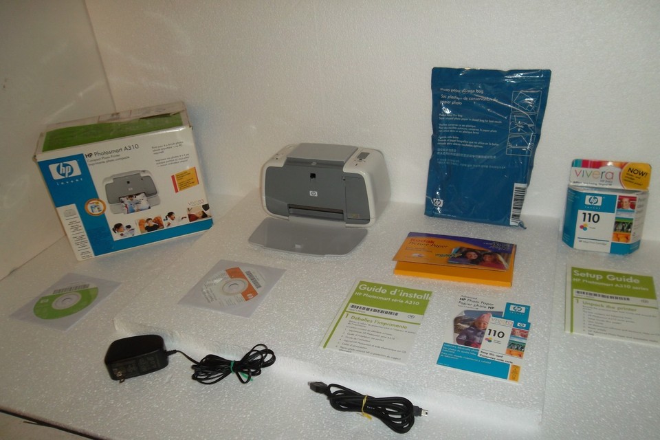 HP Photosmart A310 Digital Photo Inkjet Printer PictBridge 32MB USB 110 ...