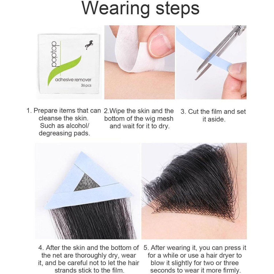 Front Hairline 100% Human Hair Patch Full Skin Base Cover-Up Topper ...