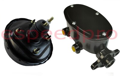 Universal 7" Single Power Brake Booster & Black Tandem Oval Master ...