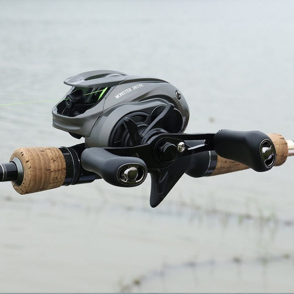 River Fishing Baitcasting Reel Left Hand Dual Brake System Tapered Line ...