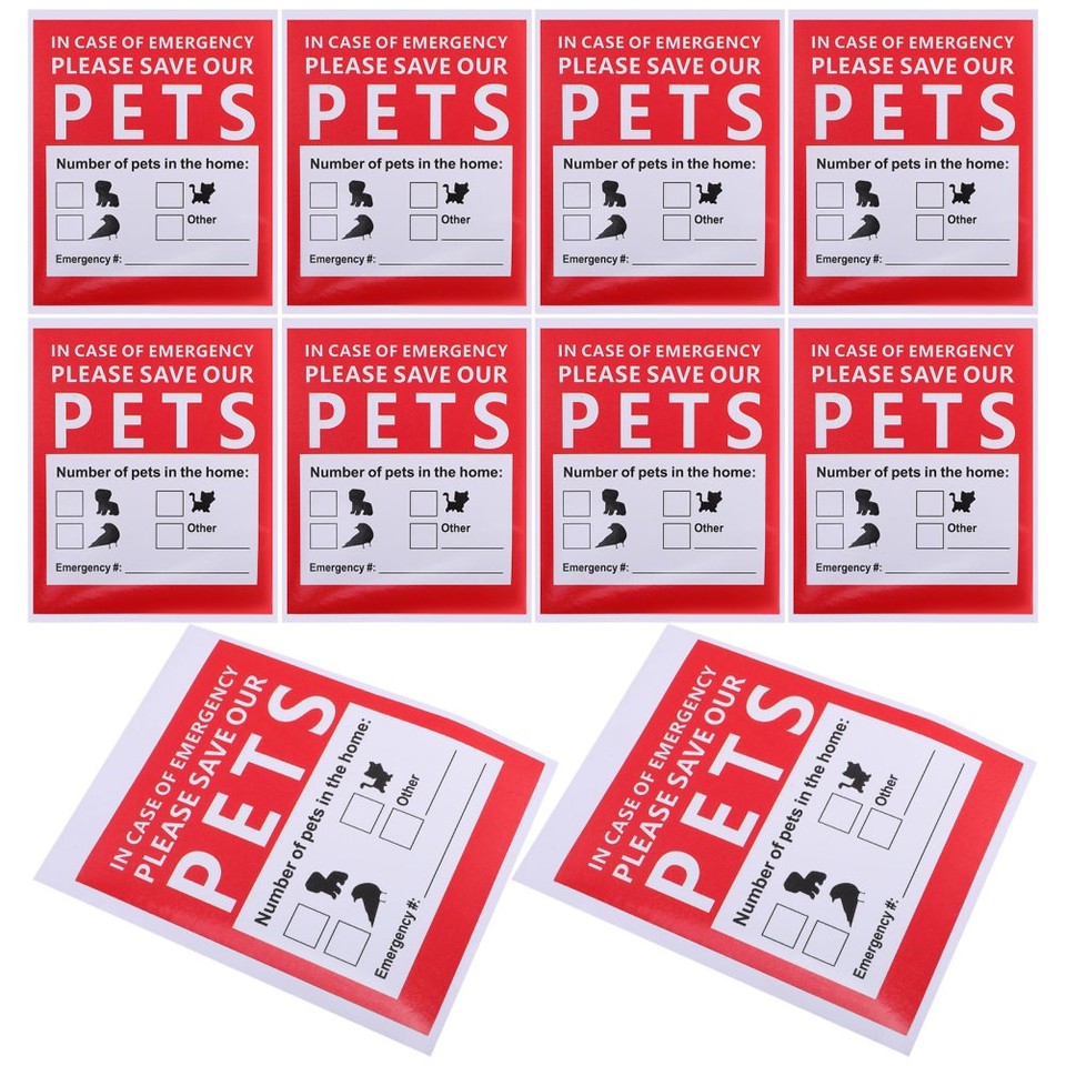 10 Sheets House Pet inside Emergency Sticker Cat Stickers Alert Fire ...