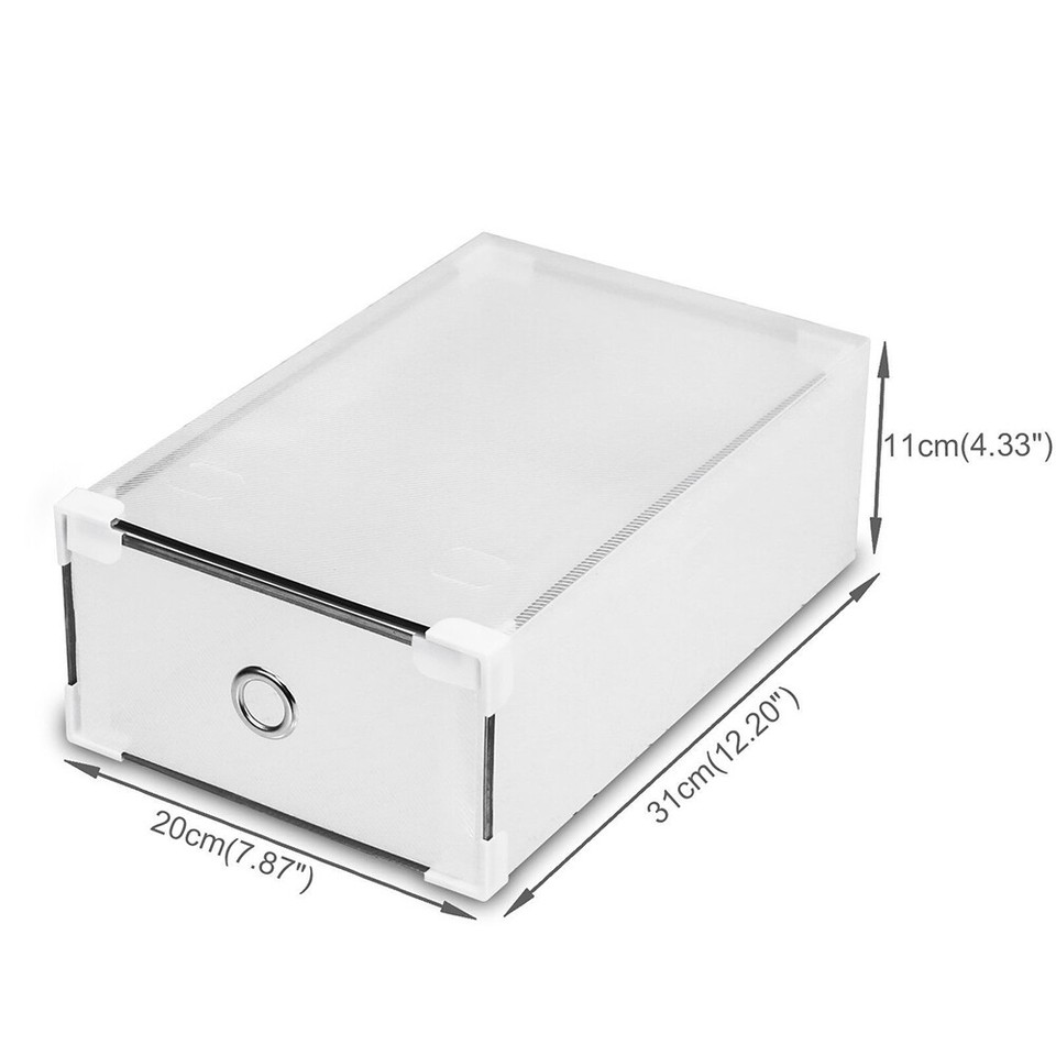 20X Clear Plastic Shoe Storage Boxes Drawer Stackable Foldable Durable ...