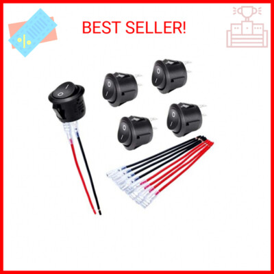 DaierTek ON Off Round Rocker Switches SPST 20mm Mini 12 Volt DC Mini ...