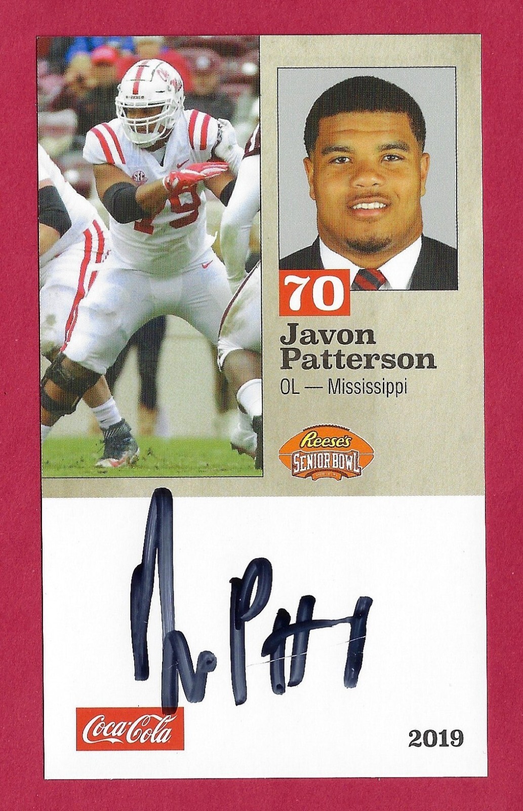 JAVON PATTERSON SIGNED 2019 REESE'S SENIOR BOWL MISSISSIPPI REBELS OLE ...