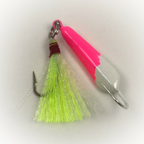 5 Pack Ringed Pompano Goofy Jigs Pink/White Jig/Chartreuse Teaser 3/8,1 ...