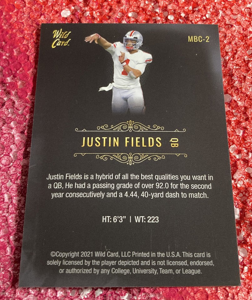 2021 Wild Card Matte Black Premier Justin Fields Rookie #MBC-2 ~ Chicago Bears | eBay