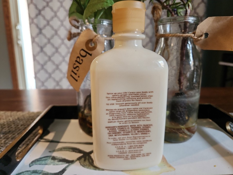 Avon GINGER SCENTS Pampering Body Lotion Be Gingerly Skin 8.4 oz 75% ...