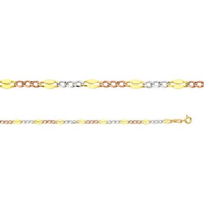 14K Solid Three Tone Tri-color Gold Stamped Figaro Chain Necklace 3.7mm ...