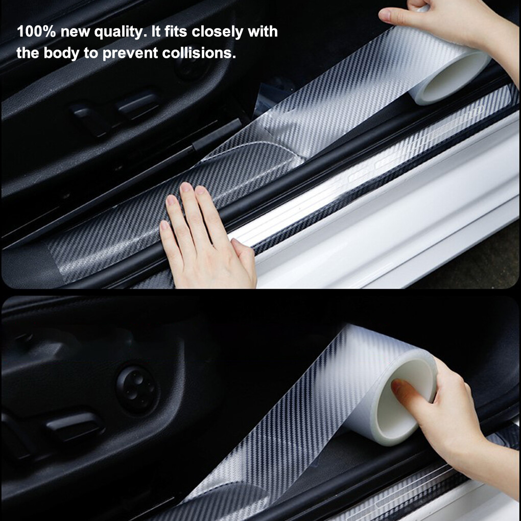 Car Door Sill Protector Edge Sticker Carbon Fiber Rubber DIY Bumper ...