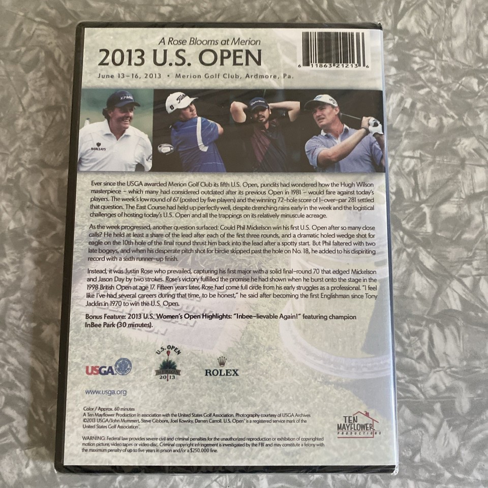 NEW 2013 US Open USGA A Rose Blooms at Merion DVD Ardmore PA Golf Club ...