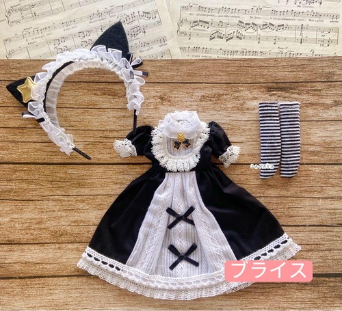 JANAYA Handmade Blythe Clothes Obitsu 24 Clothes Black Cat Dress 3 ...