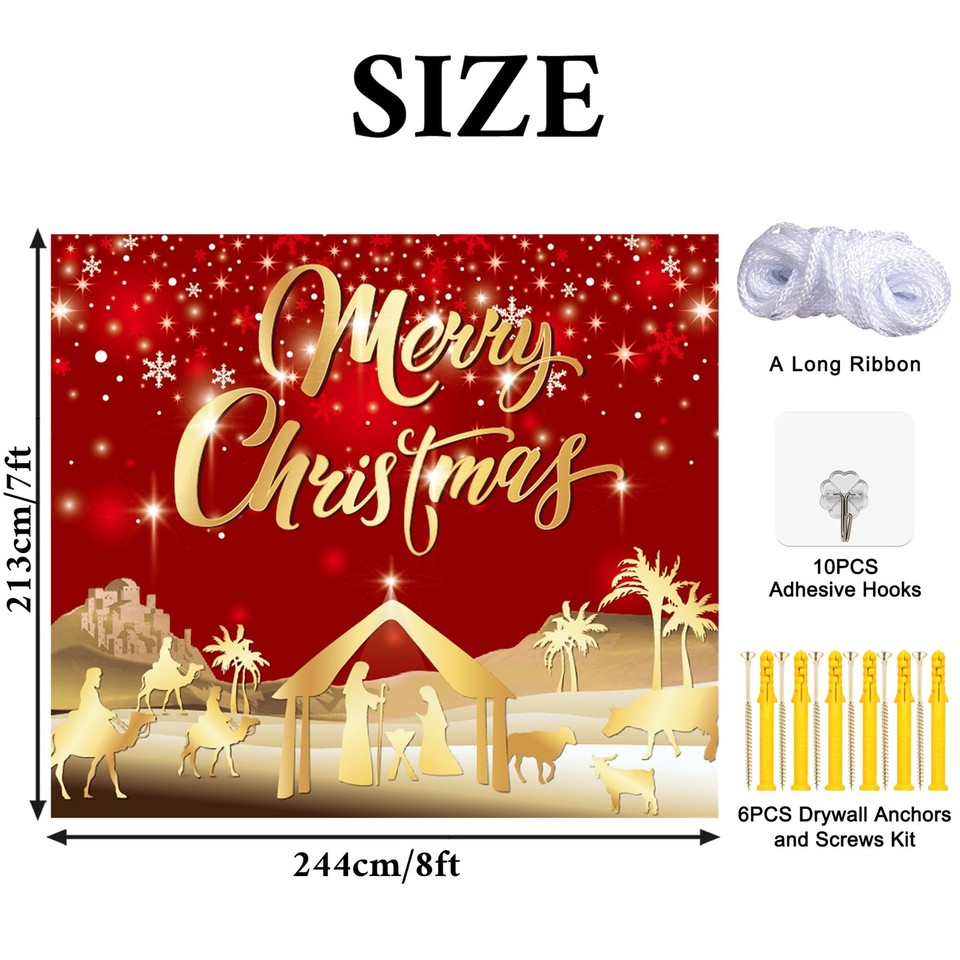 Red Jesus Christmas Garage Door Decorations, 7x8 Ft Merry Christmas ...