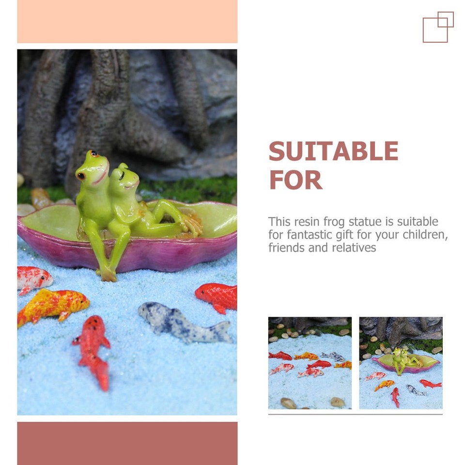 1 Set Garden Frog Statue Resin Fish Figurine Resin Frog Sculpture Resin ...
