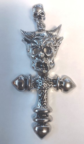 Stainless Steel Demon Devil Cross 2.5" Pendant New | eBay