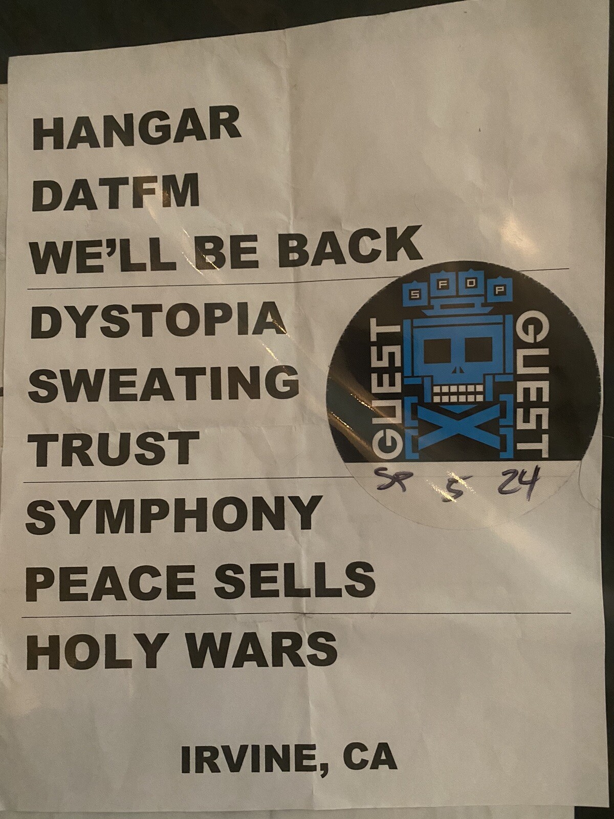 megadeth irvine CA setlist 2022 5 finger death punch backstage pass ...