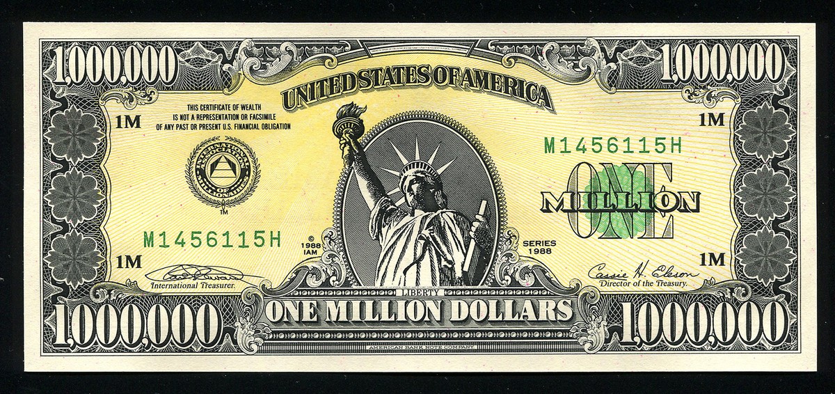 Dolar Americano 1.000.000 Village Coin Shop: One Million Dollar Bill