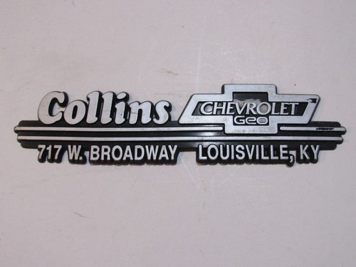 Vintage Collins Chevrolet Louisville Kentucky Plastic Dealer Badge ...