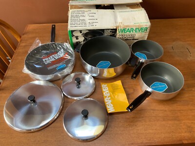 Vintage Wear Ever 7 Piece Aluminum Cookware Set SilverStone Interior ...