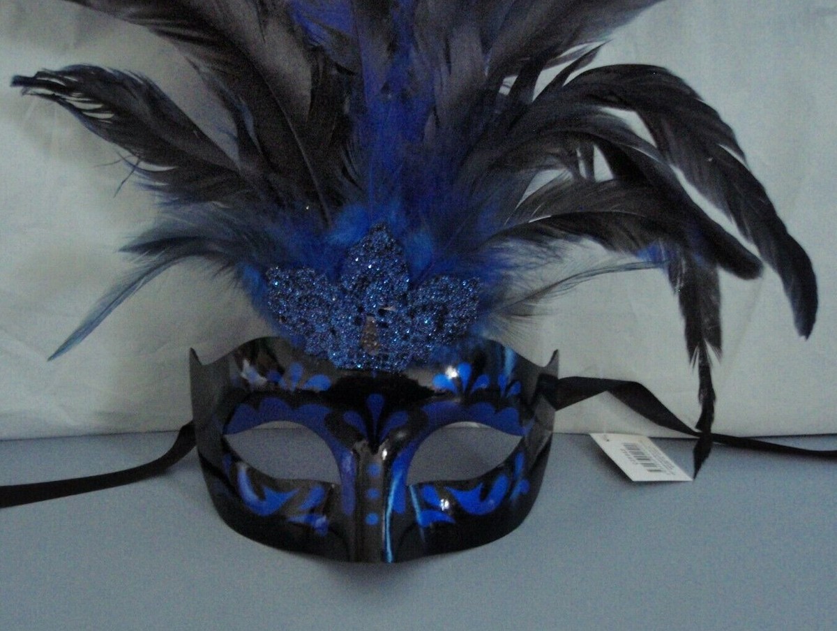 Blue Masquerade Masks With Feathers Photo & Art Print Photo Of Elegant