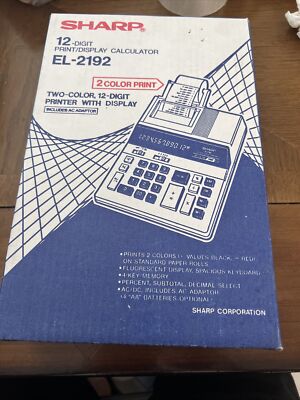VTG NOS -SHARP EL-2192 - 2 Colour Printing Calculator; All Original Box ...