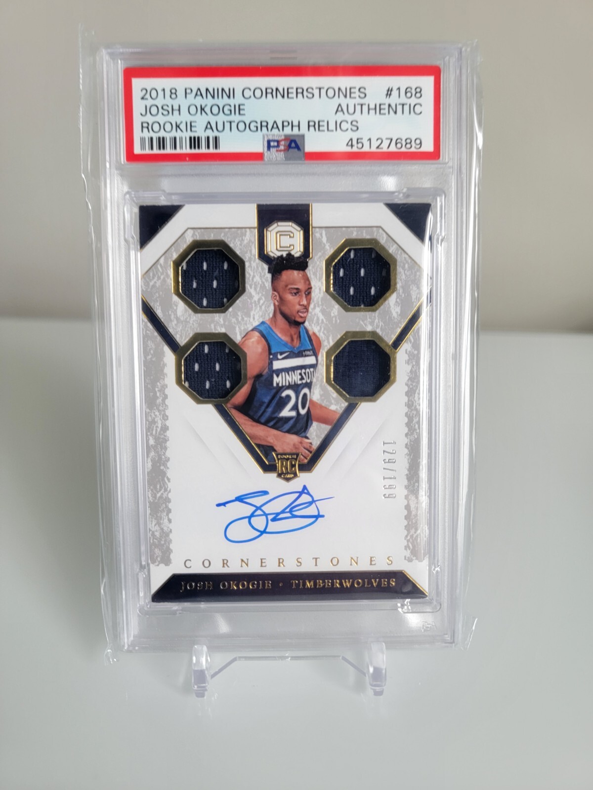 2018 Panini Cornerstone Josh Okogie #168 Rookie Autograph Relics RPA ...