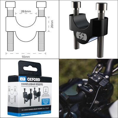 Oxford Motorcycle Handlebar Risers Motorbike Bar Adjusters 20 mm (OX614 ...