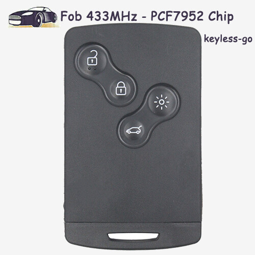 Smart Remote Key Fob 433MHz PCF7952 Chip for 2009-2014 Renault Megane ...