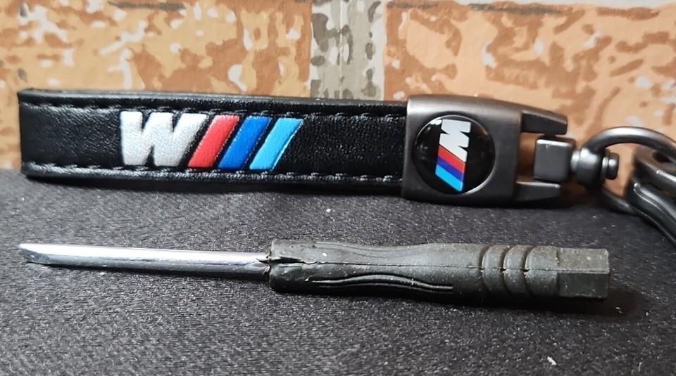 BMW Leather Keychain Car Key Ring With D Ring Fob Holder NEW | eBay