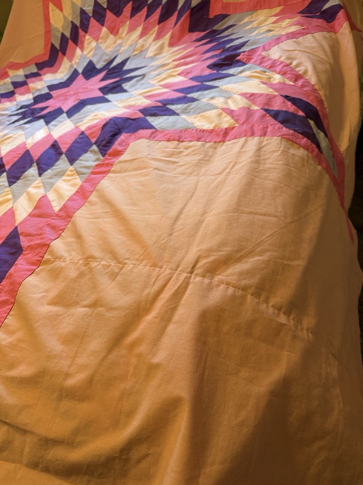 Delightful Nicely Hand & Machine Pieced Lone Star Quilt Top 80x84 ...