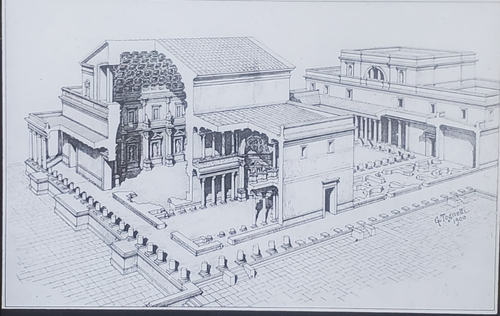 Restoration Drawing, Palace of Domitian, Rome, Italy, Magic Lantern ...