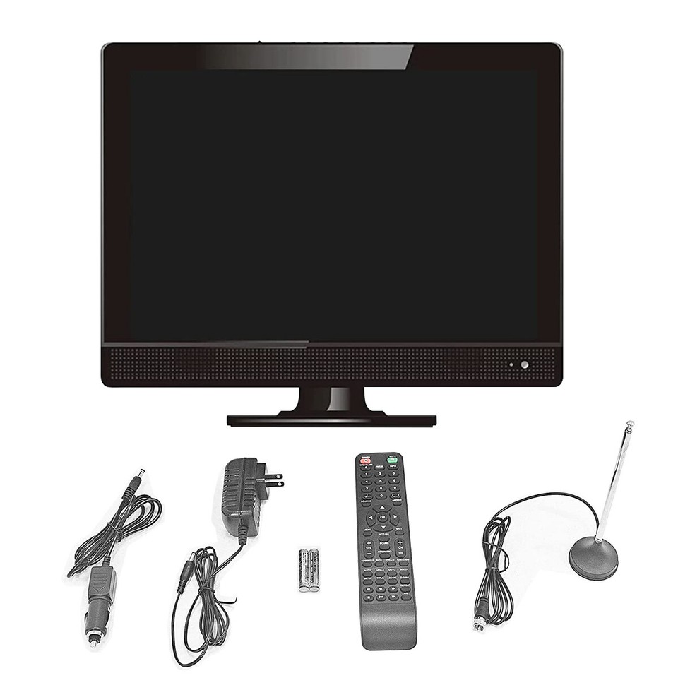13.3" Portable Rechargeable HD LED TV with Antenna HDMI DVD VGA RCA USB ...